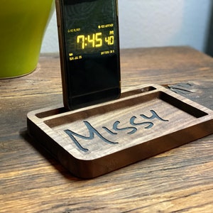 Wood Tray Smartphone Stand Catchall Personalize iPhone - Etsy