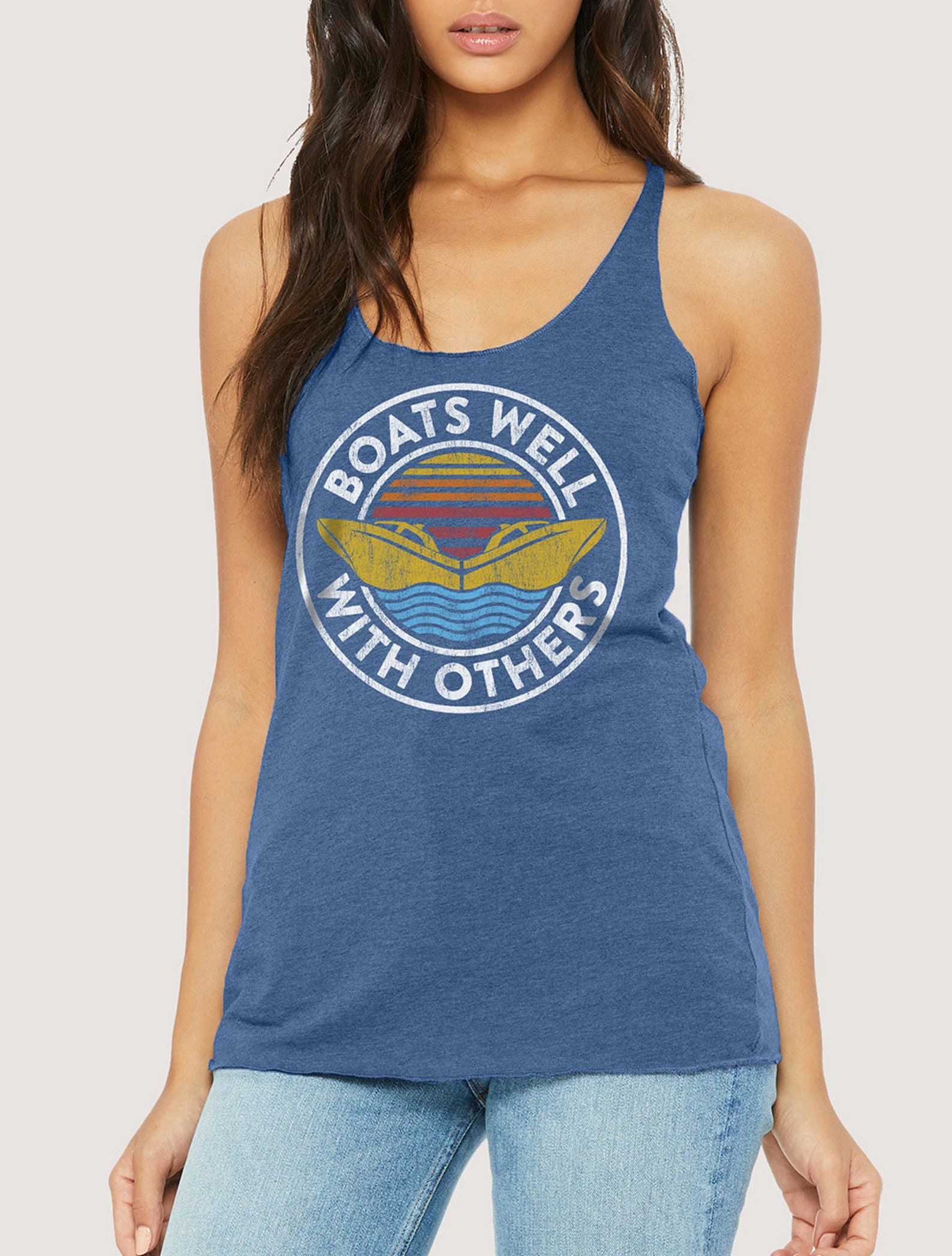 Boats Well With Others Funny Boating Tank Top for Women | Etsy