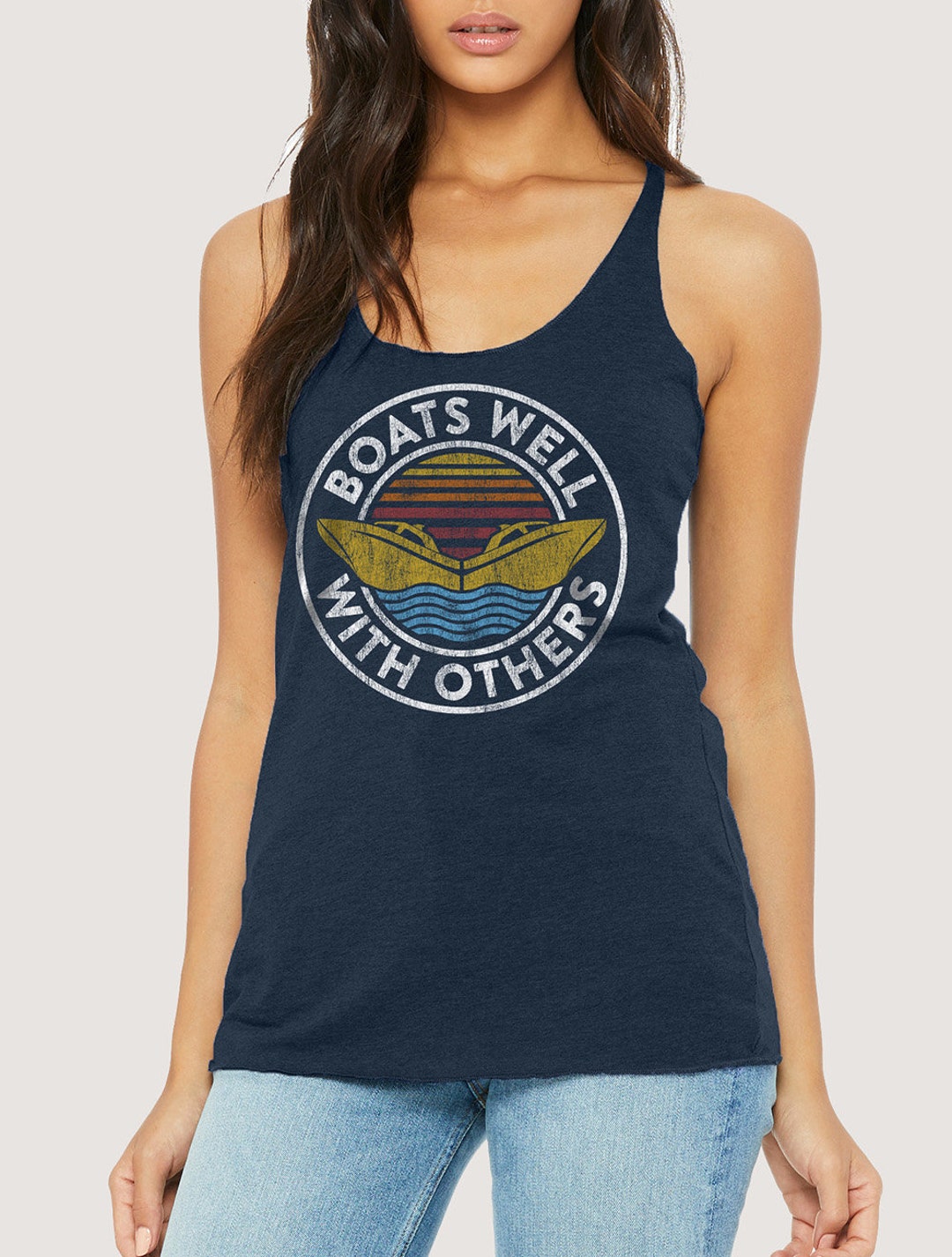 Boats Well With Others Funny Boating Tank Top for Women - Funny Boating ...