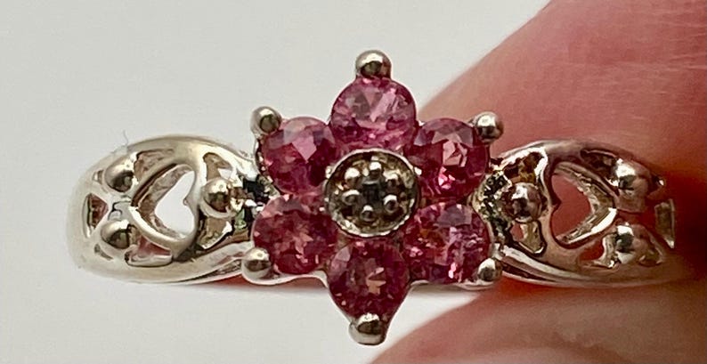 Vintage Helen Andrews Inc Pink Stone Flower in 925 Silver Ring. - Etsy
