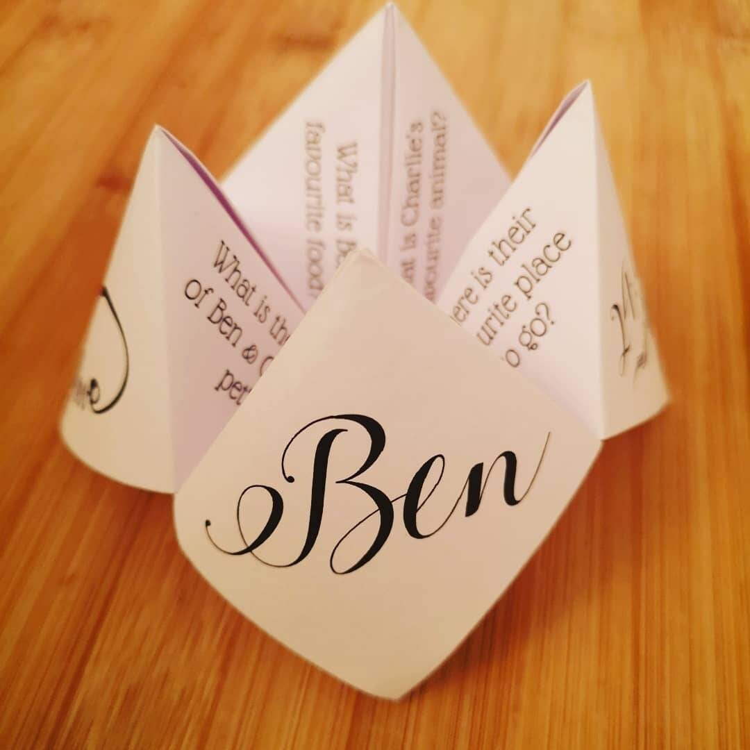 Personalised Wedding Fortune Tellers pack of 10 | Etsy