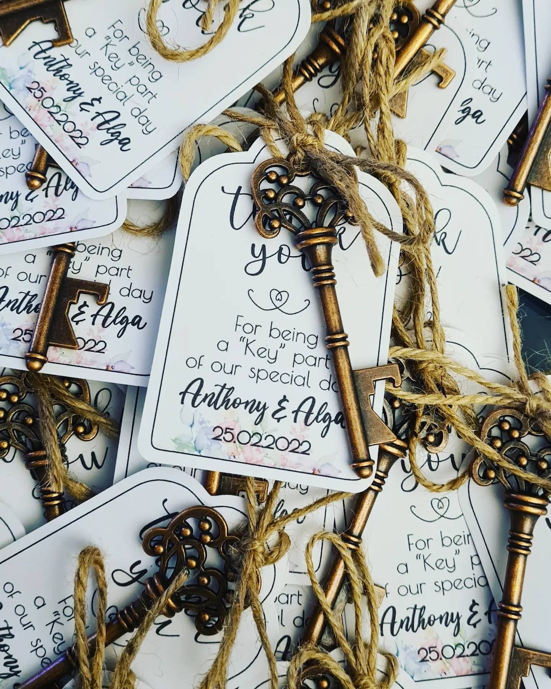 Pretty Floral the Key to Our Big Day Personalised Bottle Opener Key ...
