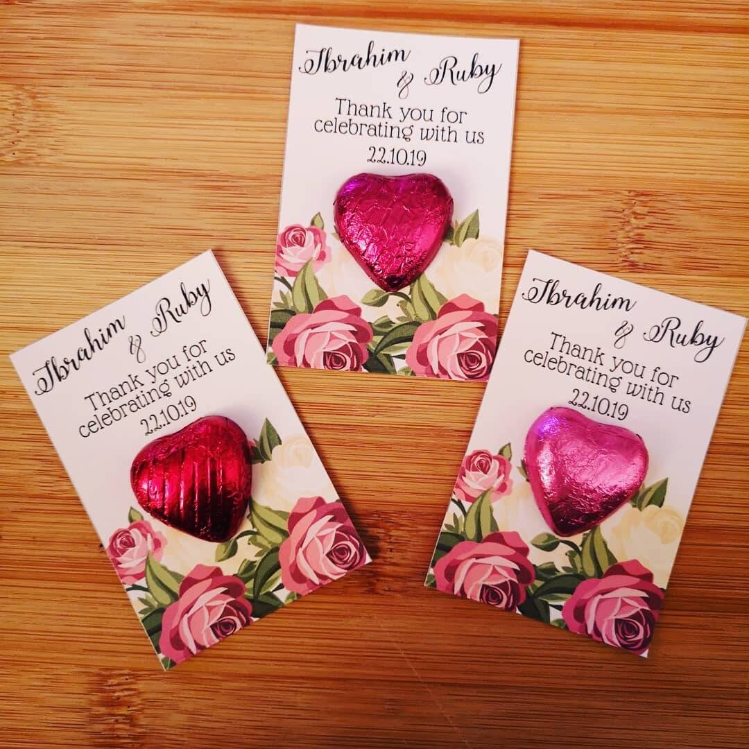 Floral Chocolate Heart Favours Wedding Favours Pack of 50 - Etsy UK