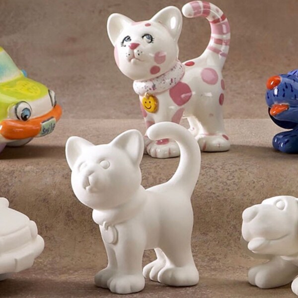 Painted Ceramic Cat - Etsy