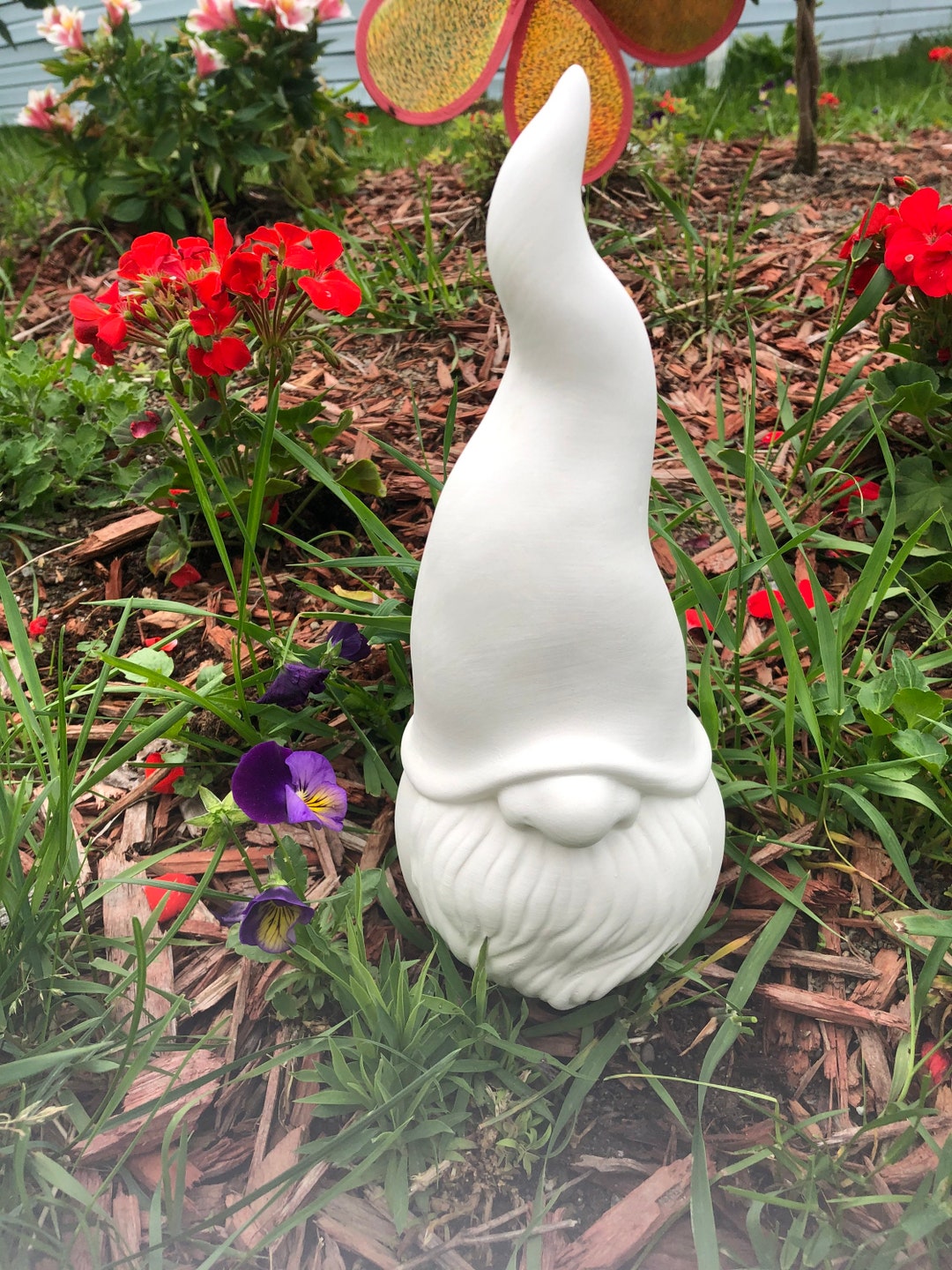 9.25” Large Contemporary Garden Gnome Ceramic Pottery Bisque, Ready to ...