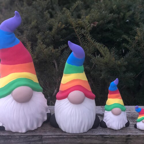 ON SALE Rolly Polly Rainbow Peace Garden Gnome Ceramic | Etsy
