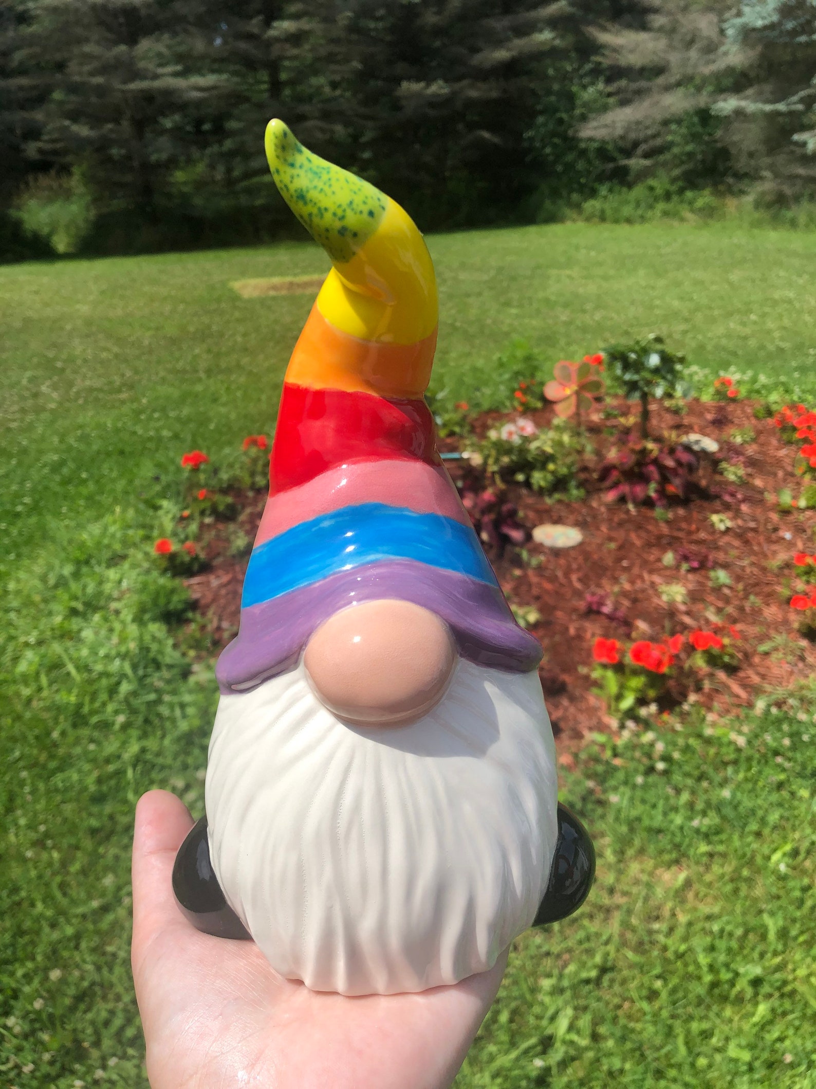 Rainbow Gnome ceramic pottery bisque | Etsy