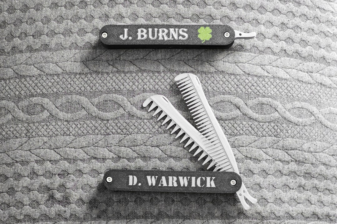 Custom Folding Beard Comb | Straight Edge Razor Comb | Swiss Army Comb ...