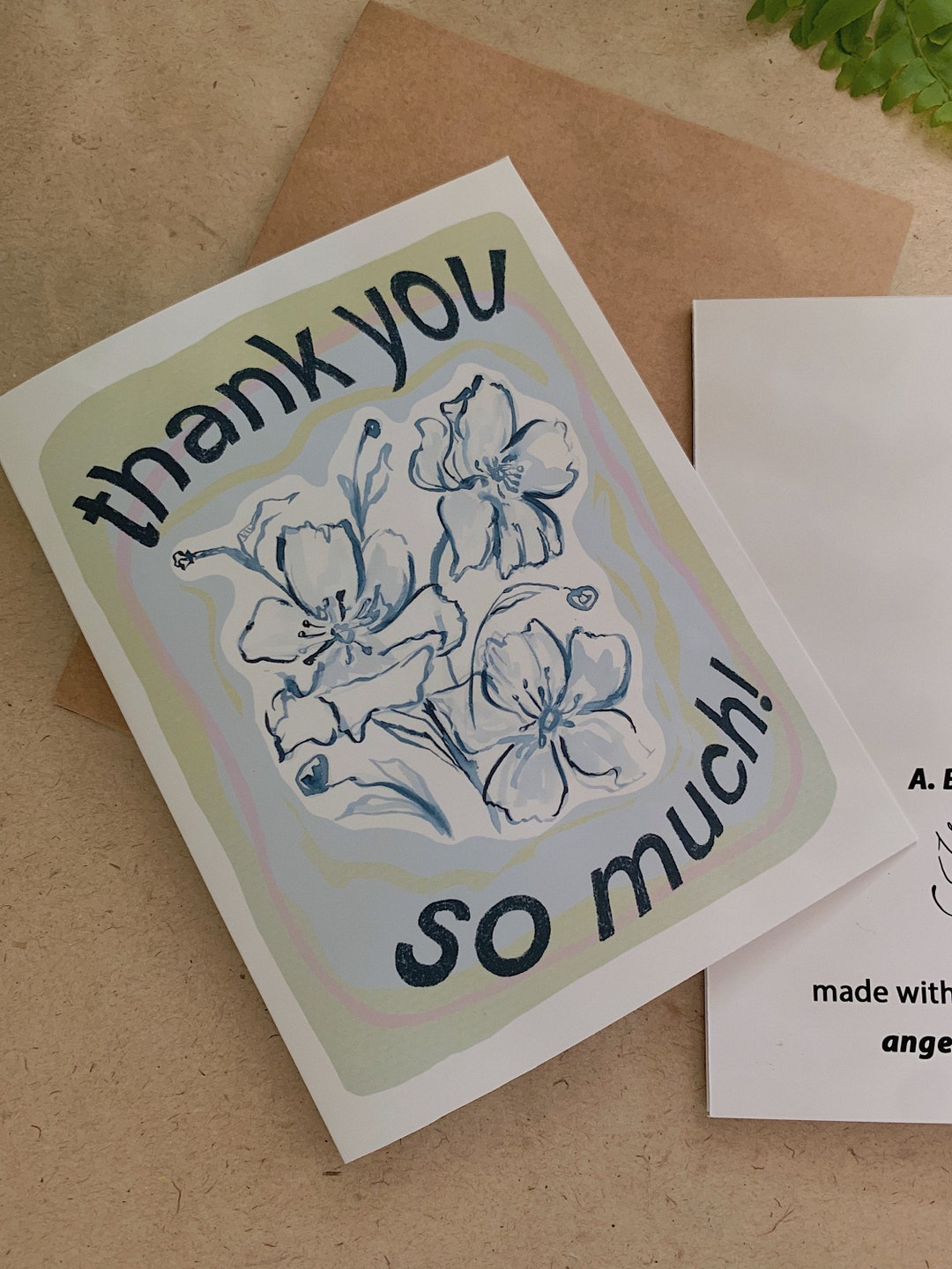 Thank You Card Thank You so Much Card Floral Greeting Card - Etsy