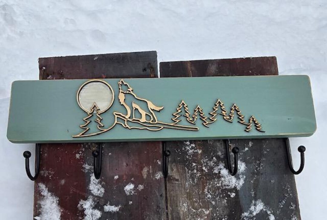 Coat Rack - Line Art Wolf - Etsy