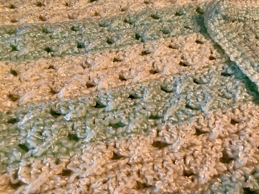 Yellow and Green Shiny Crochet Baby Blankey - Etsy