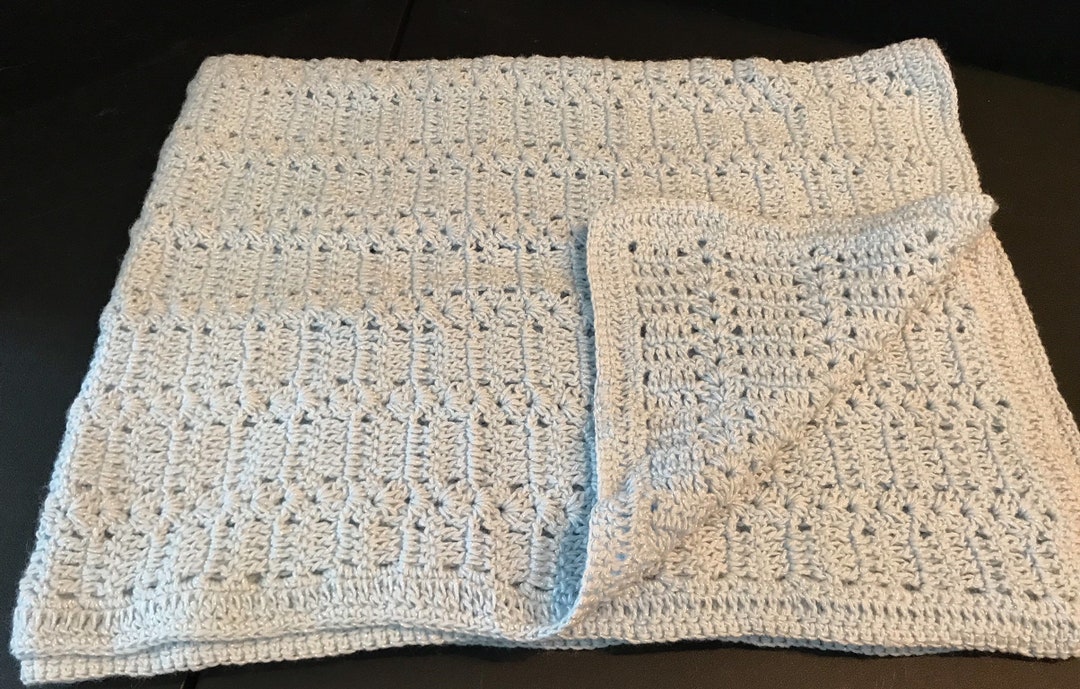 Baby Blue Crochet Baby Blanket - Etsy