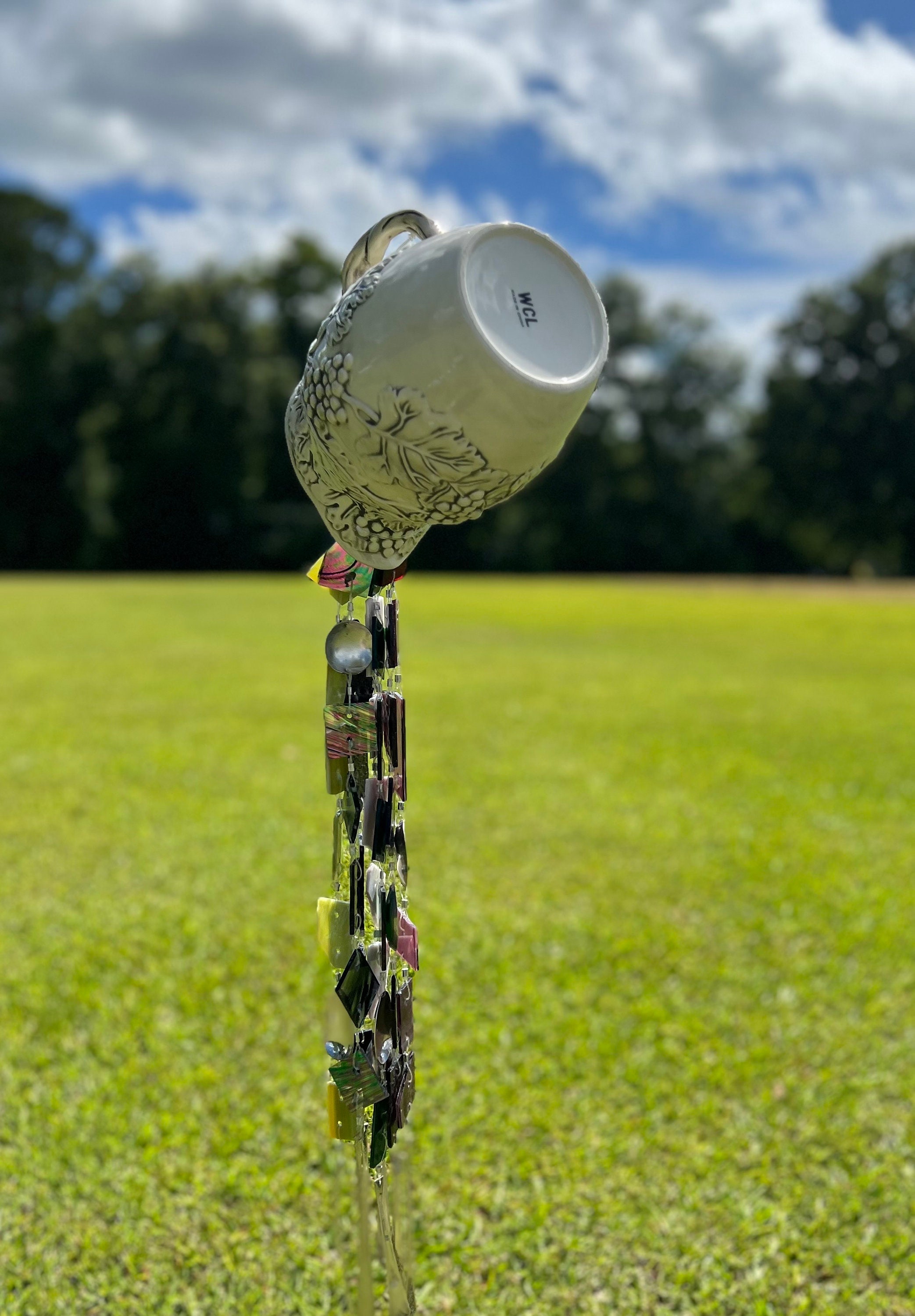 Black and White Pitcher Windchime With Stained Glass and Vintage ...