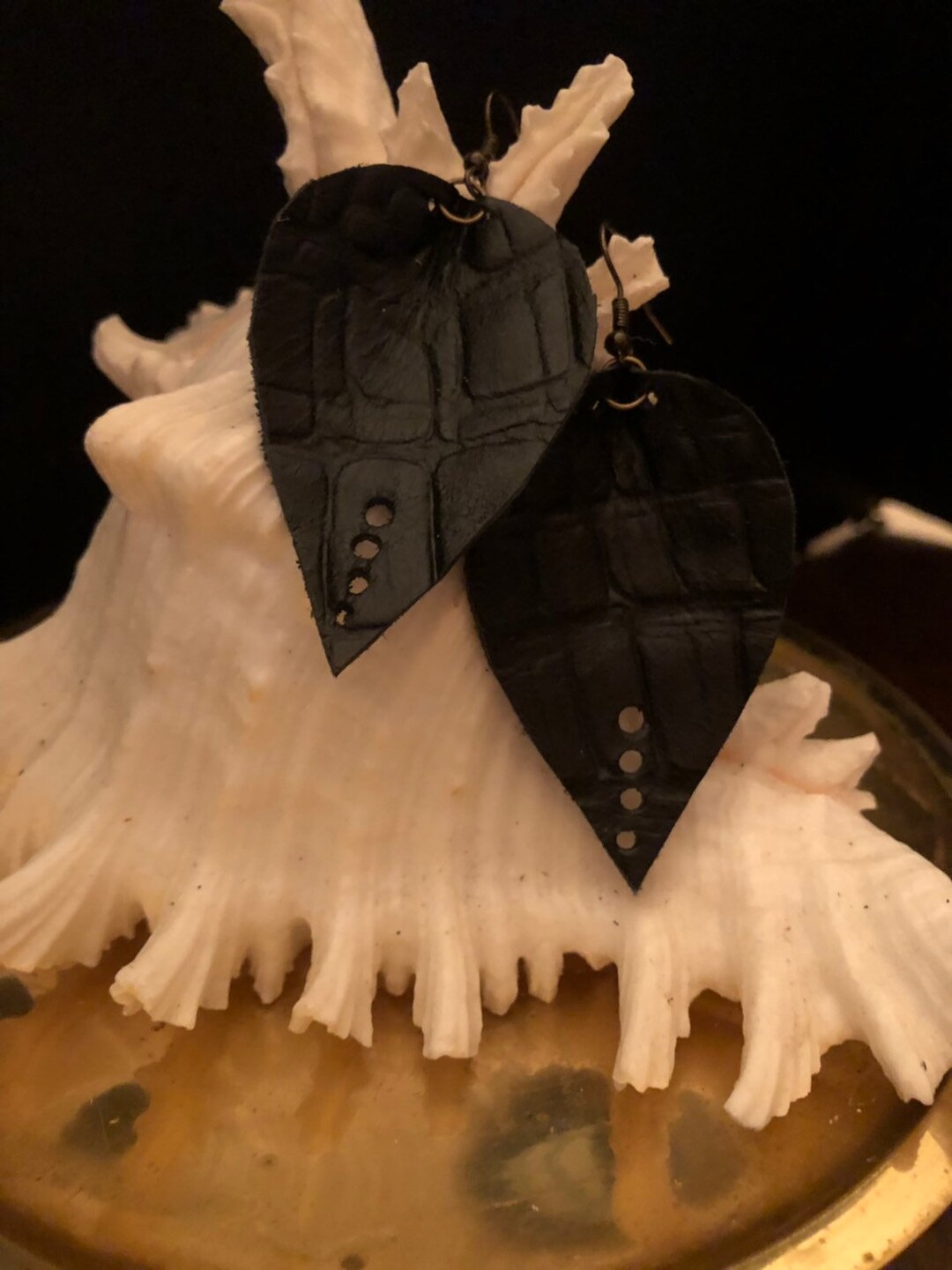 Black Leather Teardrop With Punch Design - Etsy