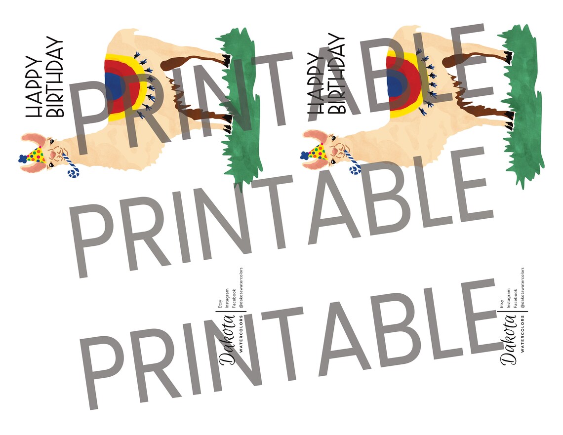 PRINTABLE Funny Llama Birthday Card Cute Llama Birthday Card - Etsy