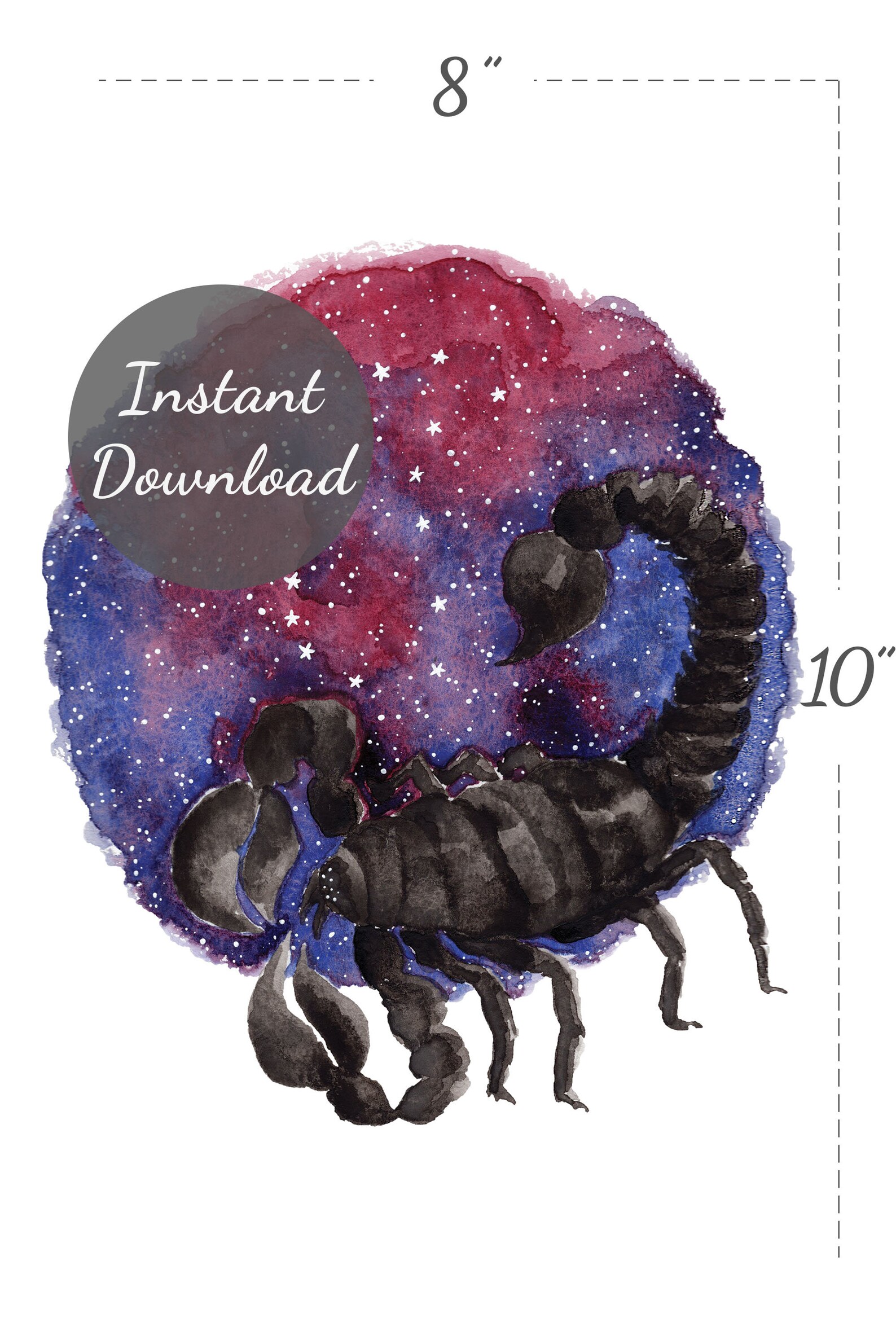 Scorpio | Watercolor Printable Package | Instant Download | 4x6 5x7 ...