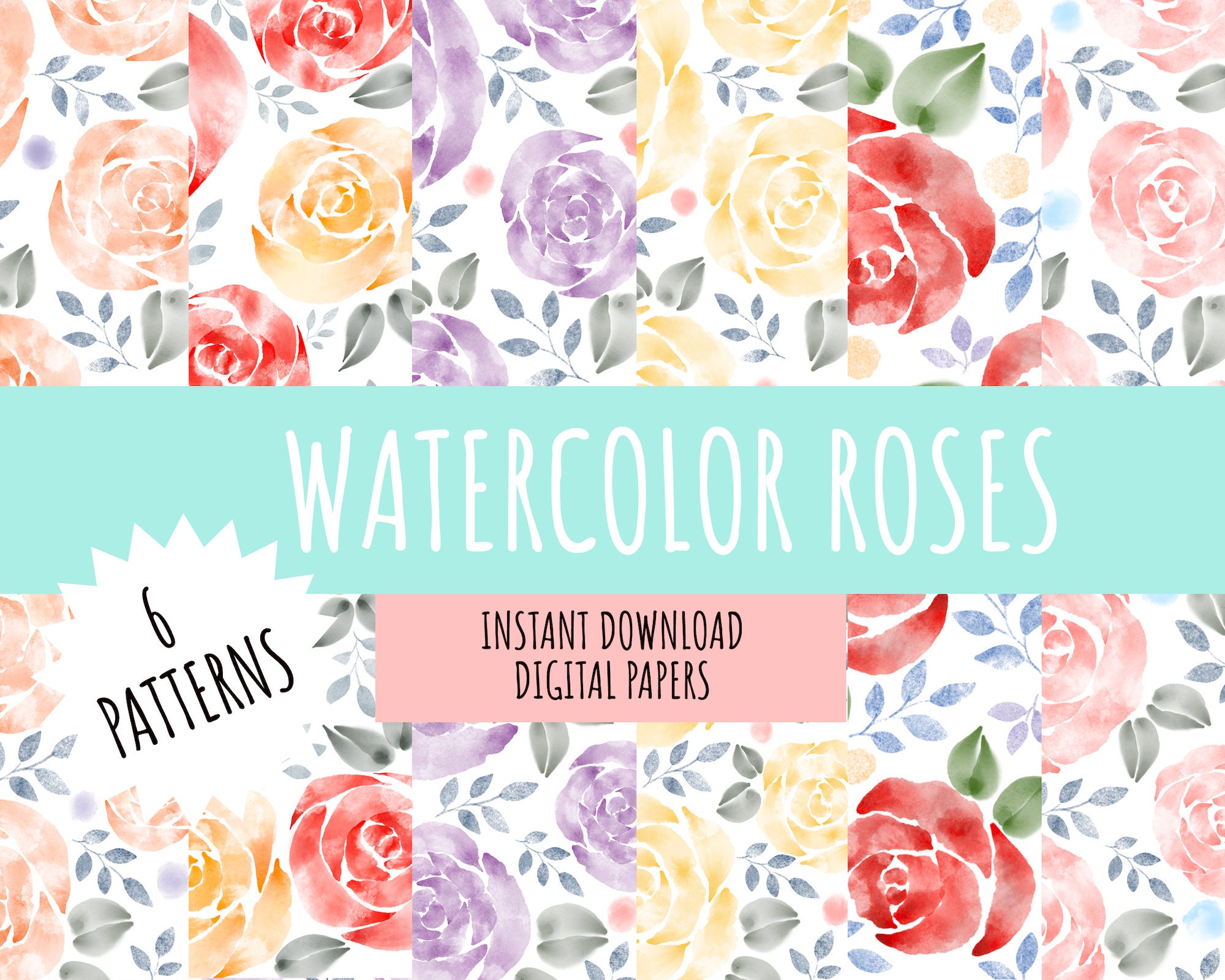Watercolor Rose Pattern Printable Scrapbook Paper | Flowers Wallpaper ...