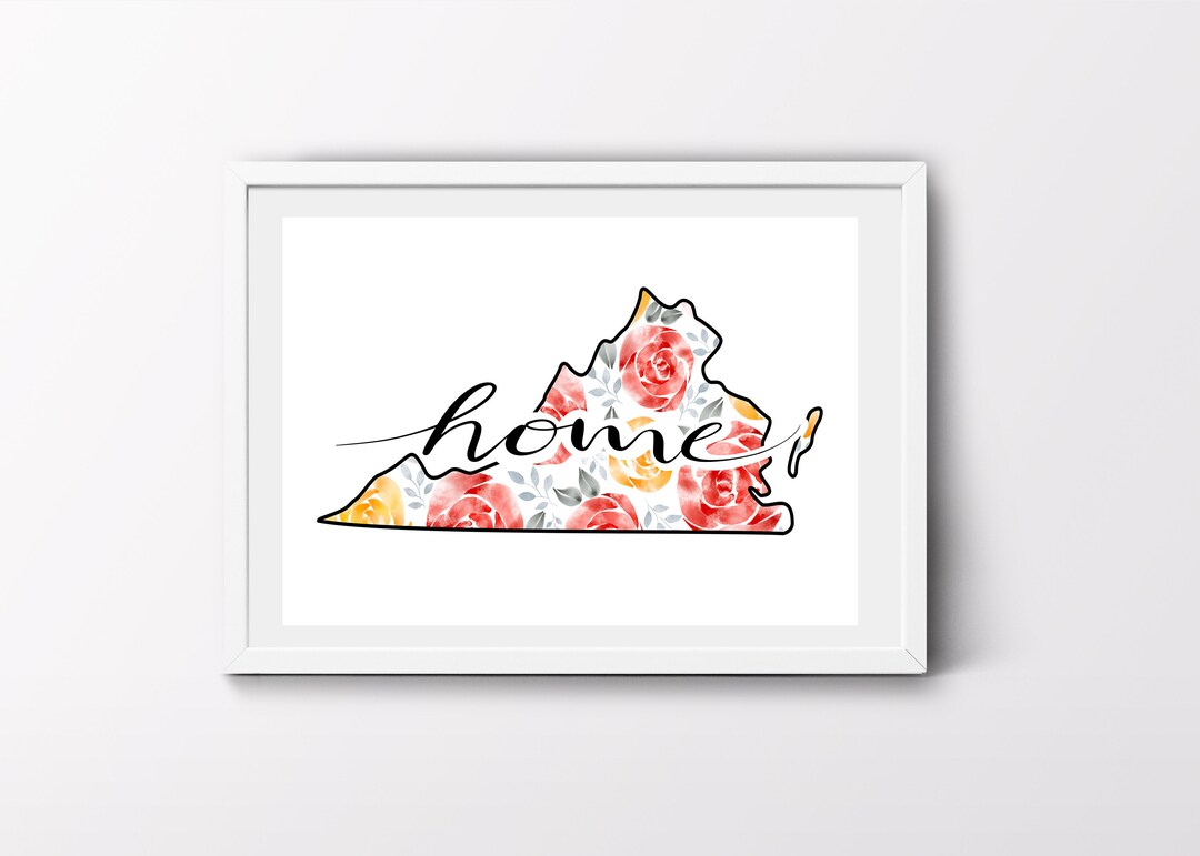 Virginia Watercolor Print Virginia Outline Virginia State Art Print ...