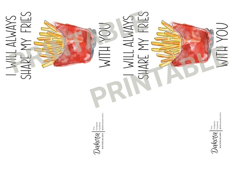 PRINTABLE Funny Fries Valentine French Fries Friend Partner - Etsy