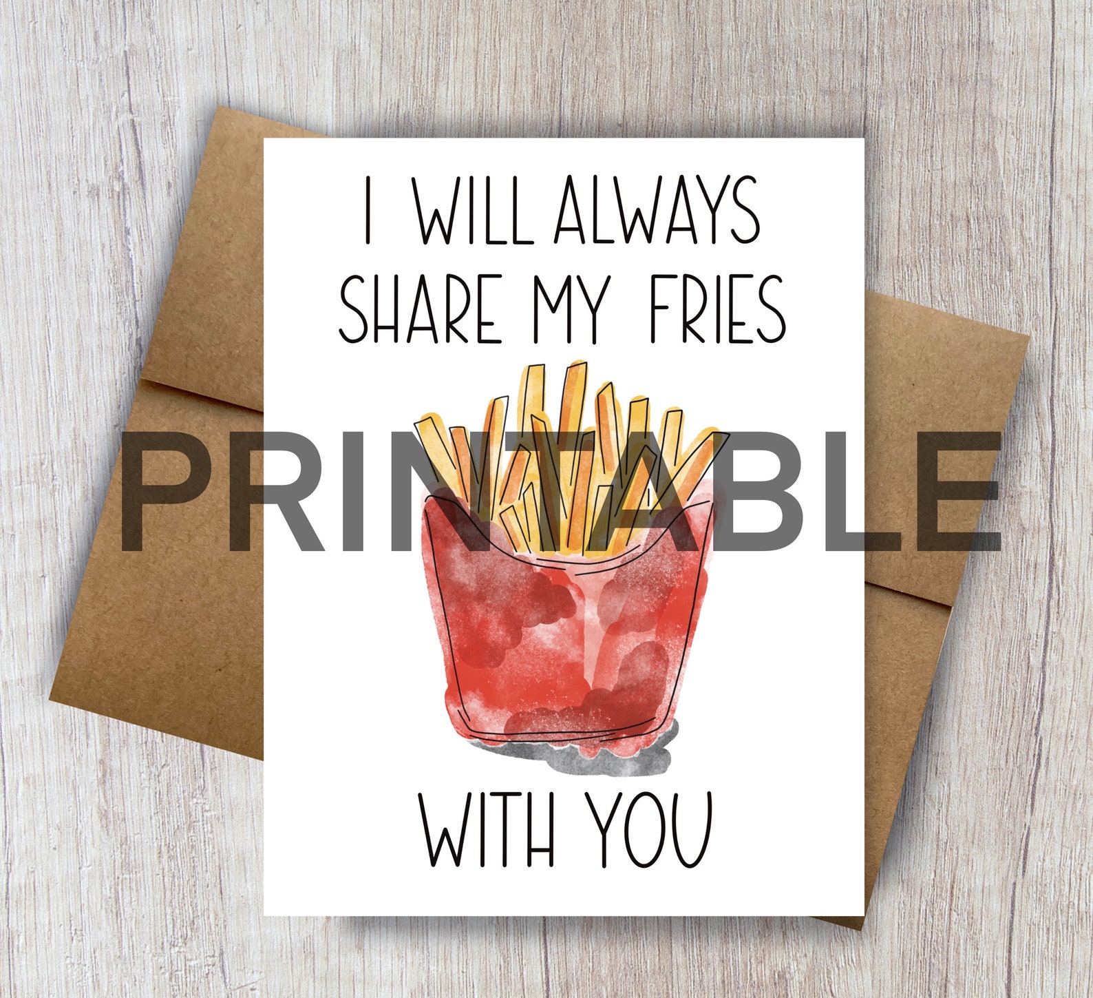 PRINTABLE Funny Fries Valentine French Fries Friend Partner - Etsy