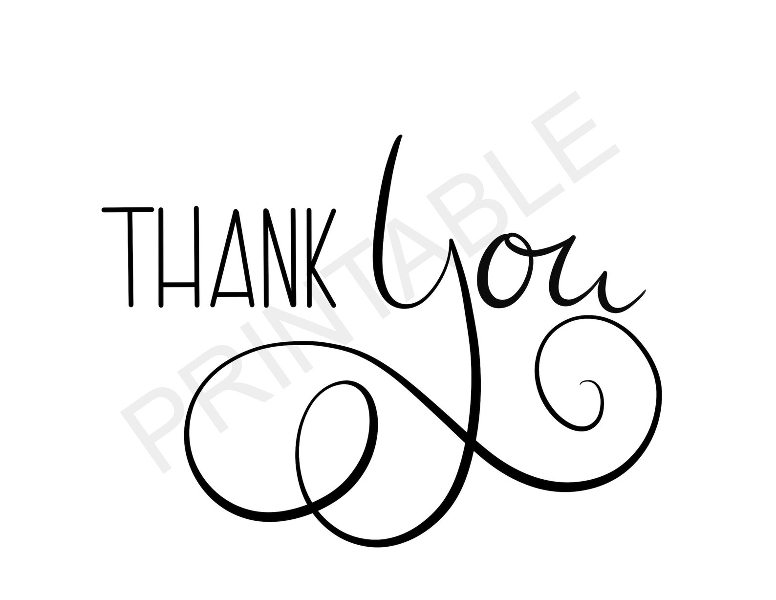 Thank You Script Clip Art Printable Thank You Text Thank - Etsy