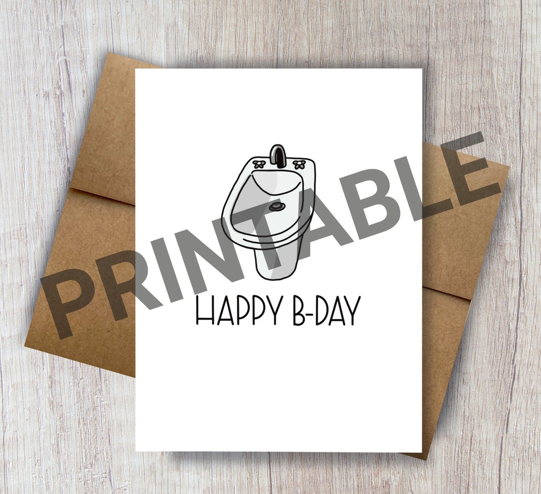 PRINTABLE Funny Happy Bidet Birthday Card Bidet Toilet Funny Greeting ...