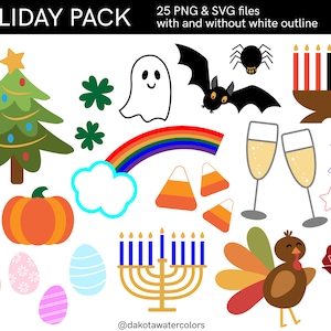 Holiday Clipart Pack Clip Art Set Png Calendar Clip Art Digital ...
