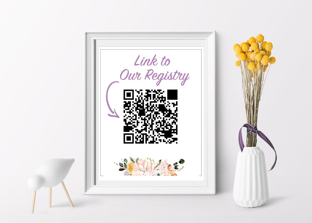 Printable Wedding Registry Sign Qr Code Floral Wedding Signage Diy ...