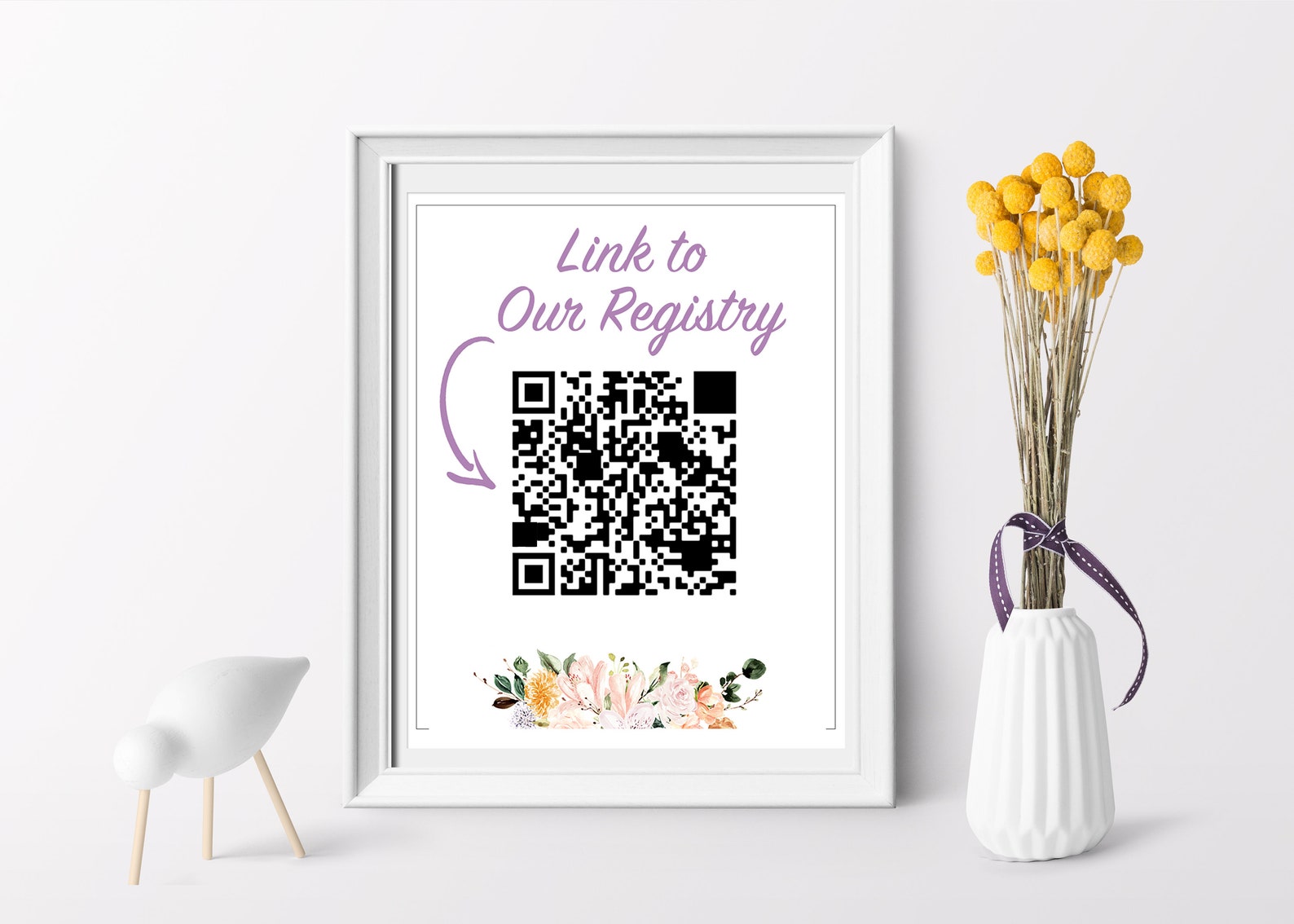 Printable Wedding Registry Sign Qr Code Floral Wedding Signage - Etsy