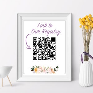 Printable Wedding Registry Sign Qr Code Floral Wedding Signage Diy ...