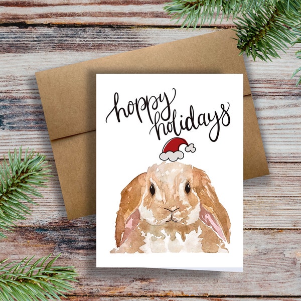 Bunny Christmas Card - Etsy