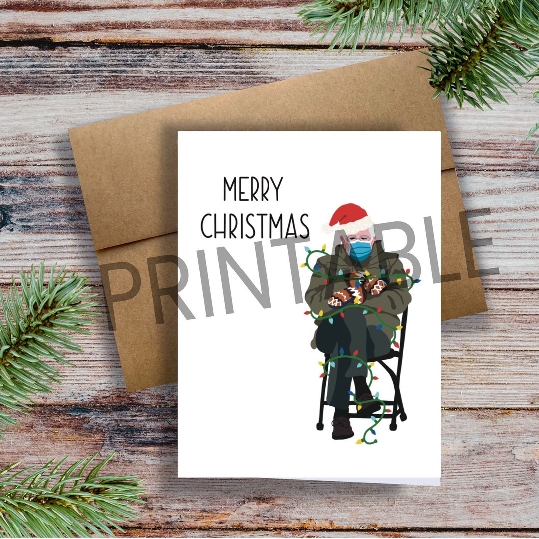 PRINTABLE Funny Bernie Mittens Christmas Card | Bernie Sanders Xmas ...