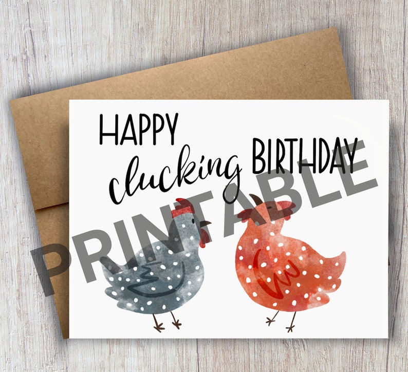 PRINTABLE Happy Birthday Chicken Card Funny Chicken Card Friend ...