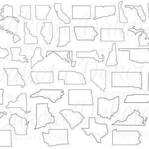 Set of 50 States Outlines PNG Clip Art State Clipart United States ...