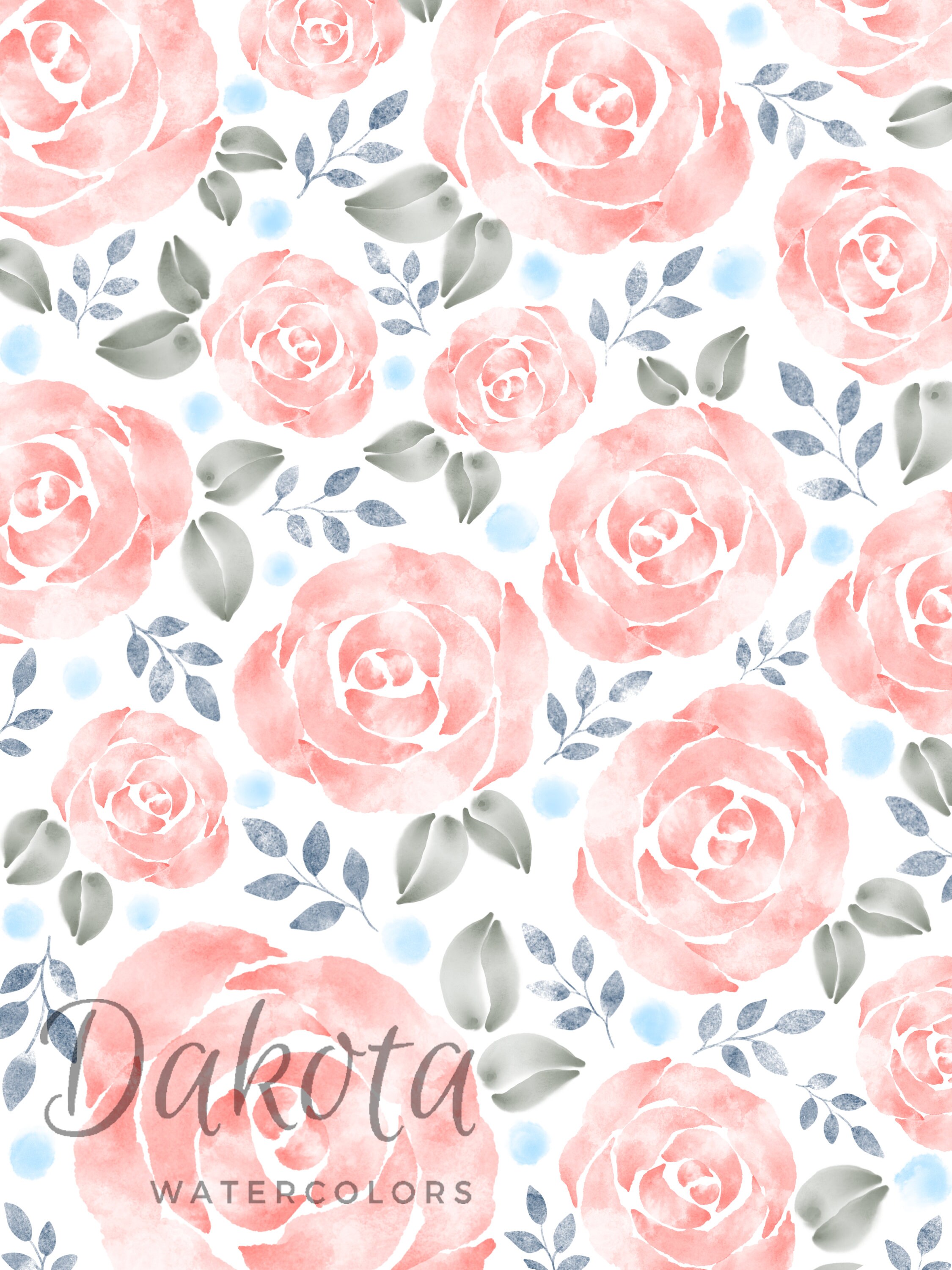 Watercolor Rose Pattern Printable Scrapbook Paper | Flowers Wallpaper ...