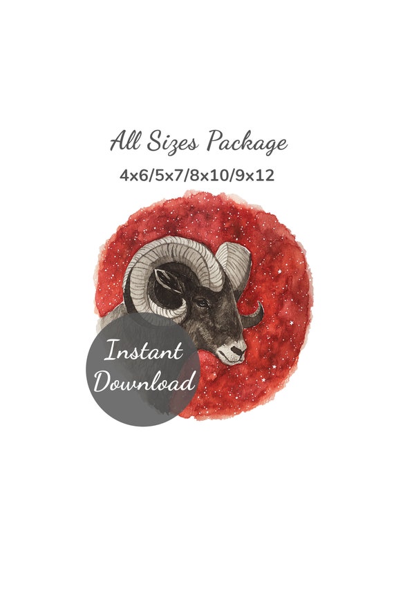 Aries Watercolor Printable Package Instant Download 4x6 | Etsy