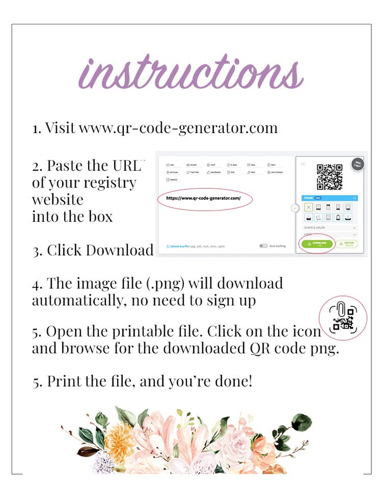 Printable Wedding Registry Sign Qr Code Floral Wedding Signage - Etsy