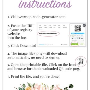 Printable Wedding Registry Sign Qr Code Floral Wedding Signage Diy ...