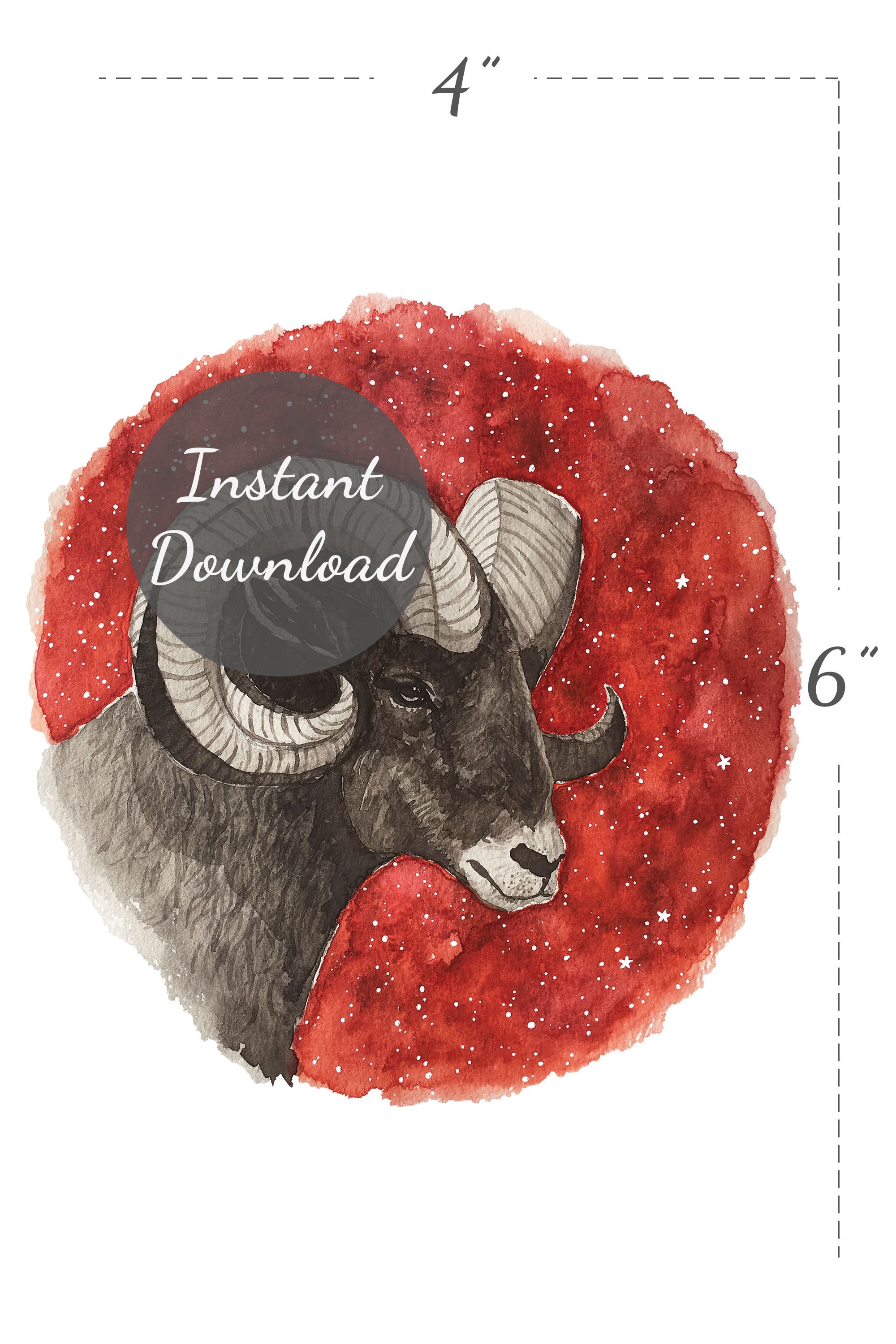 Aries Watercolor Printable Package | Instant Download | 4x6 5x7 8x10 ...