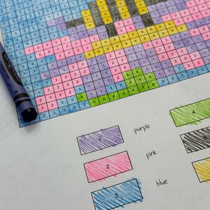 Set 2 Hidden Picture Coloring Page | Mystery Pixel Art Activity - Etsy ...