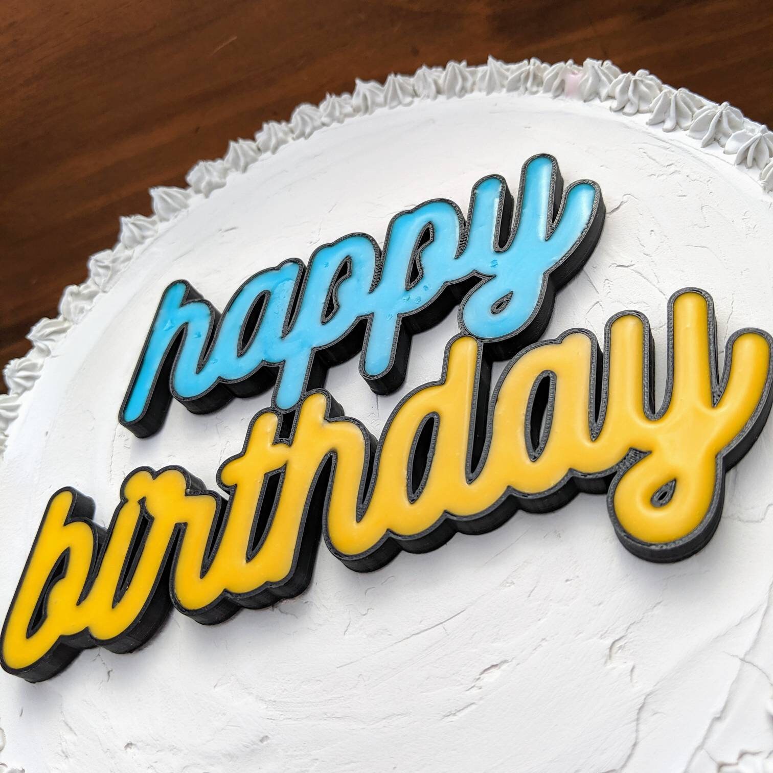 Reusable Happy Birthday Cake Topper Cursive Happy Birthday DIY Cake ...