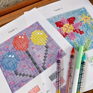 Hidden Picture Coloring Page | Mystery Pixel Art Activity - Etsy