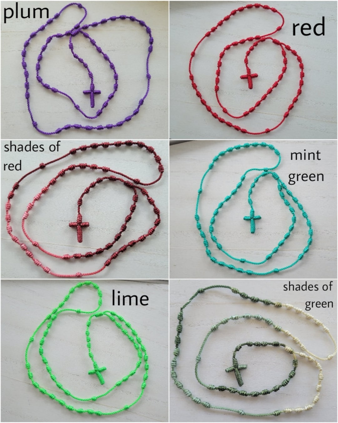 Knotted String Rosary, Prayer Necklace, Rosary Made of String, Colorful ...