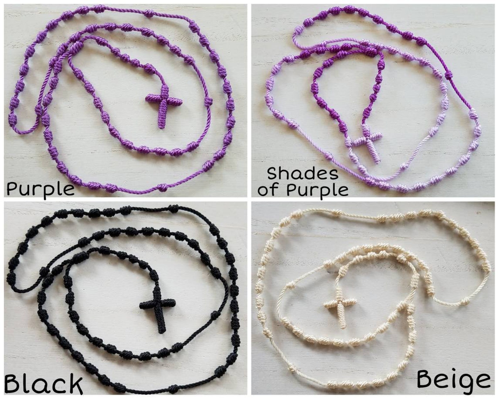 Knotted String Rosary Prayer Necklace Rosary Made of String | Etsy