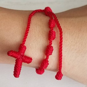 Knotted Cross Bracelet, String Jewelry, Prayer Bracelet, Rosary ...