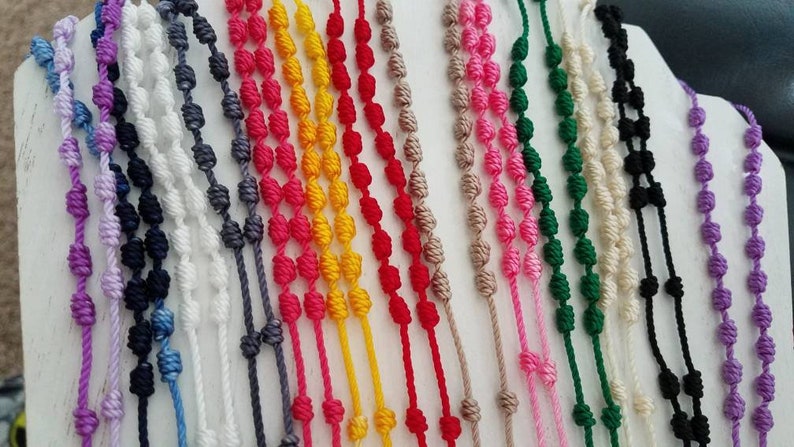 Knotted String Rosary Prayer Necklace Rosary Made of String | Etsy