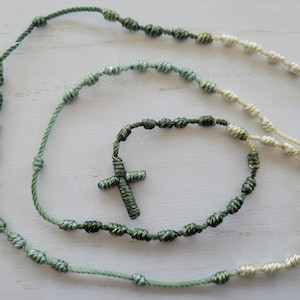 Knotted String Rosary, Prayer Necklace, Rosary Made of String, Colorful ...