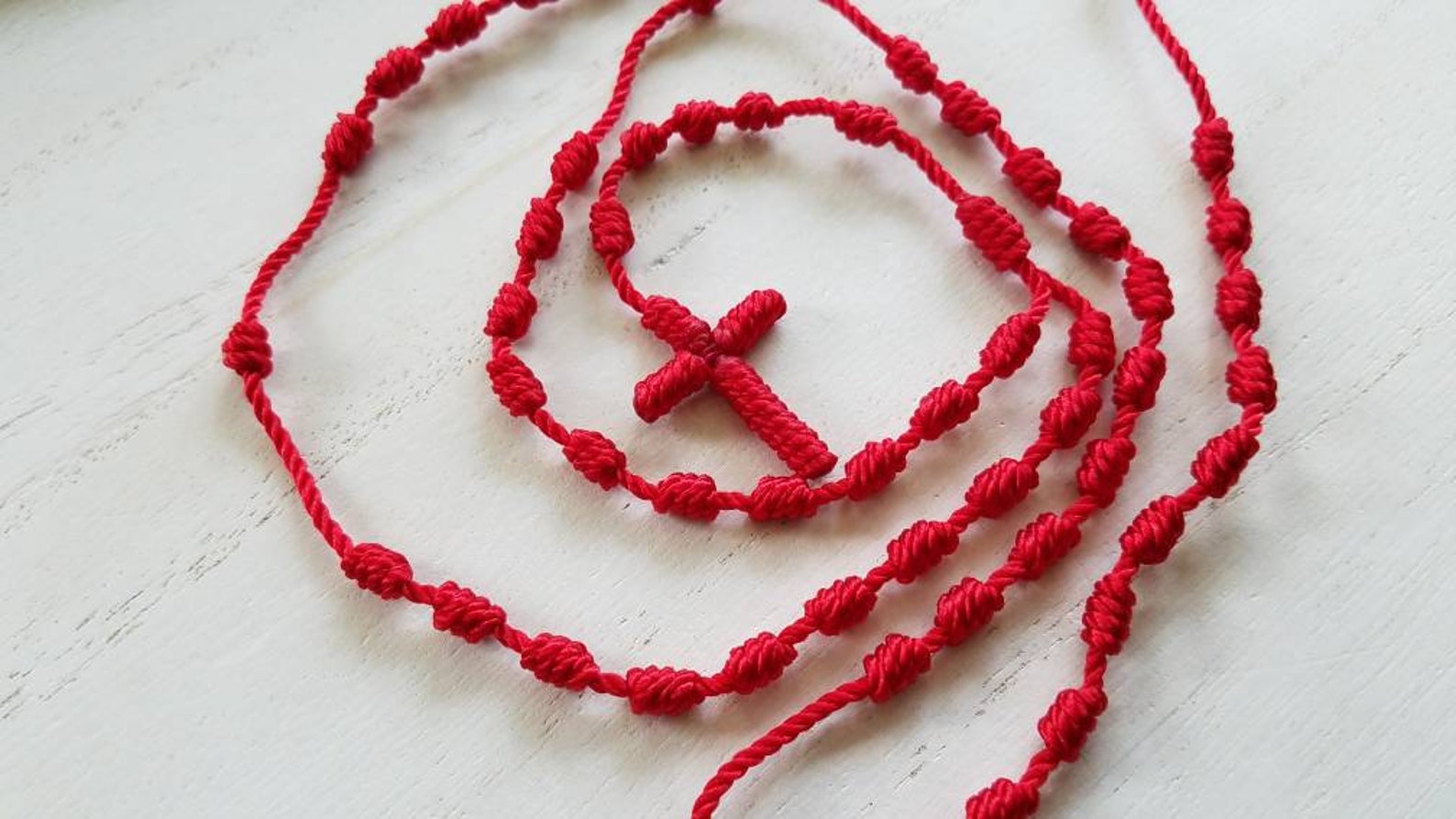 Knotted String Rosary Prayer Necklace Rosary Made of String - Etsy