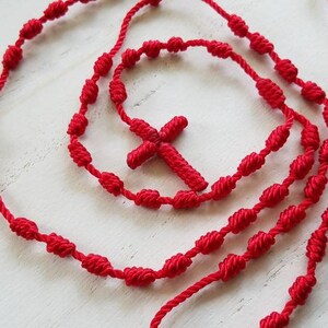 Knotted String Rosary, Prayer Necklace, Rosary Made of String, Colorful ...