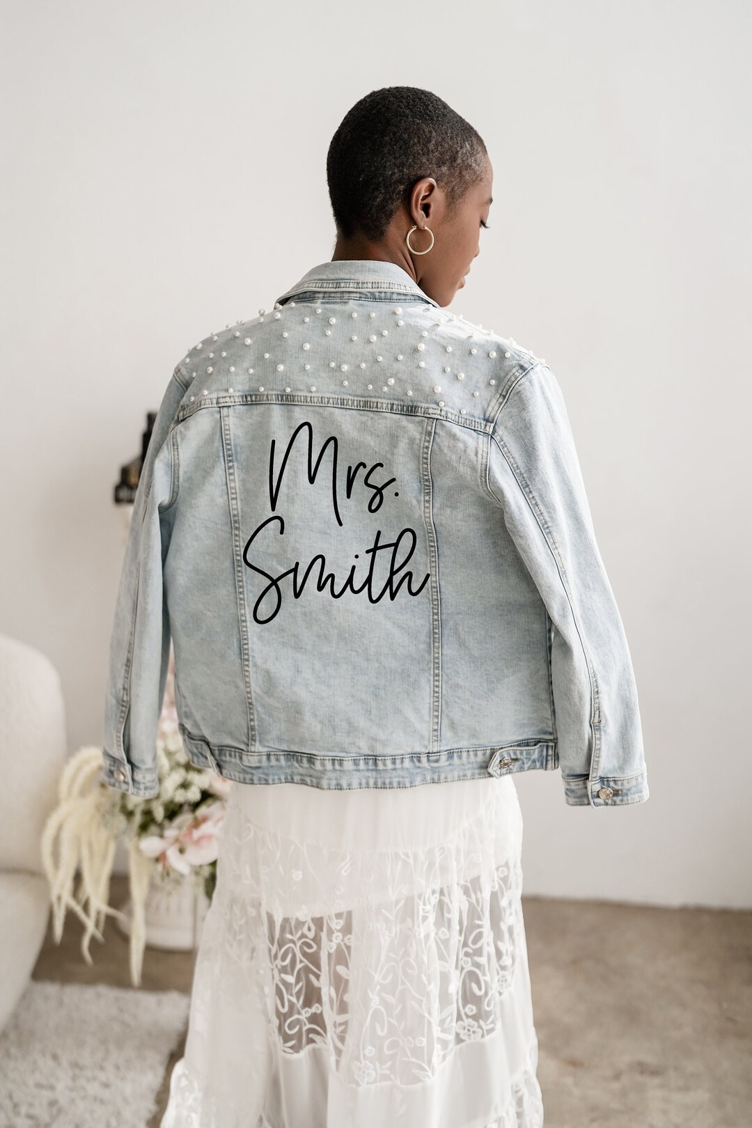 Bridal Gift// Bride Denim Jacket// Custom Bridal Pearl Coat Jacket ...